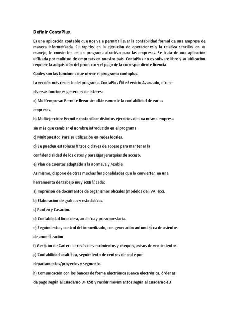 Definir ContaPlus | PDF | Contabilidad | Ventana (informática)