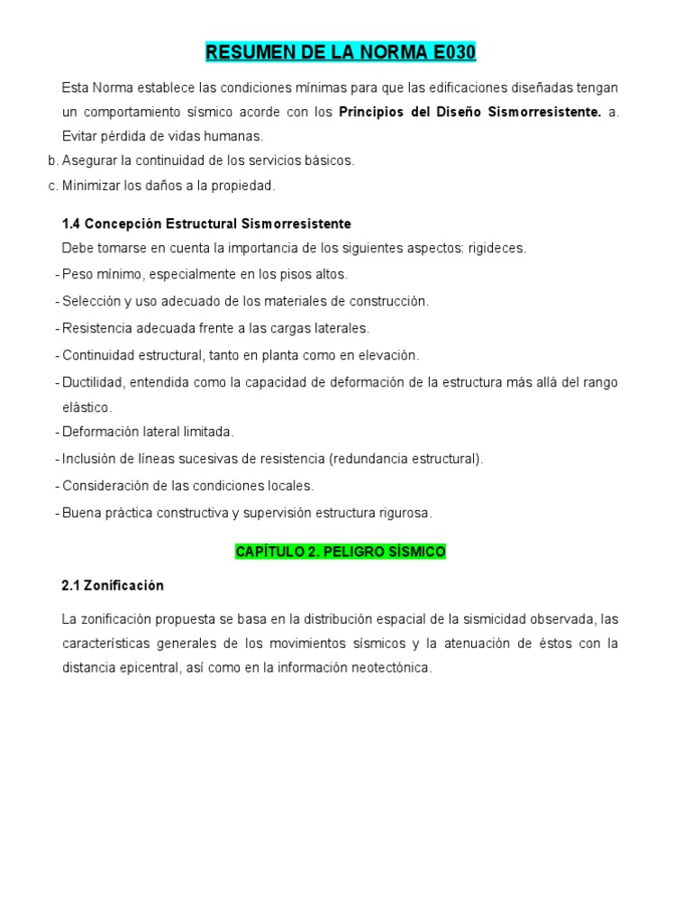 Resumen de La Norma E030 | PDF | Fundación (Ingeniería) | Rigidez