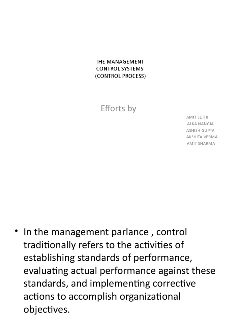 Management Control Systems Overview | PDF