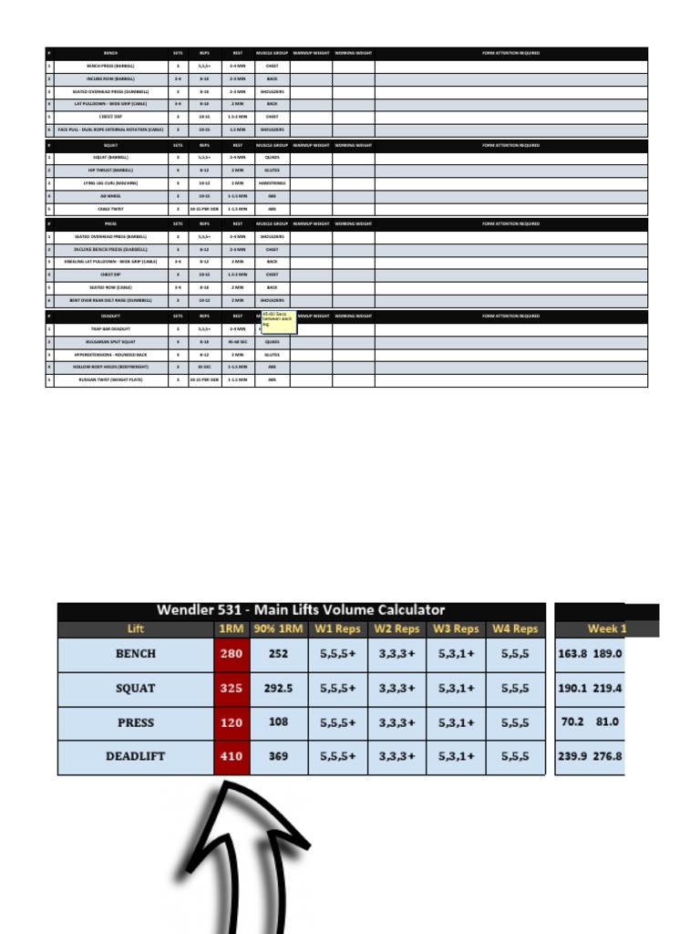 Wendler 531 Program Spreadsheet & Calculator | PDF | Management Of ...