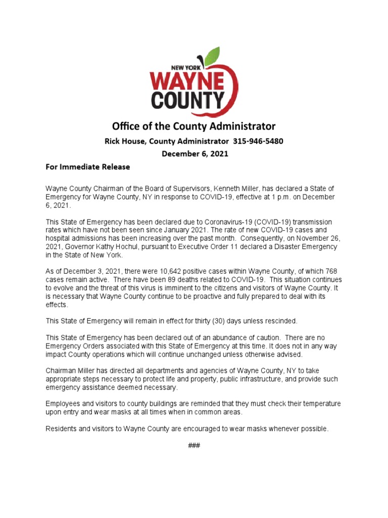 State of Emergency Press Release 12-6-21 | PDF