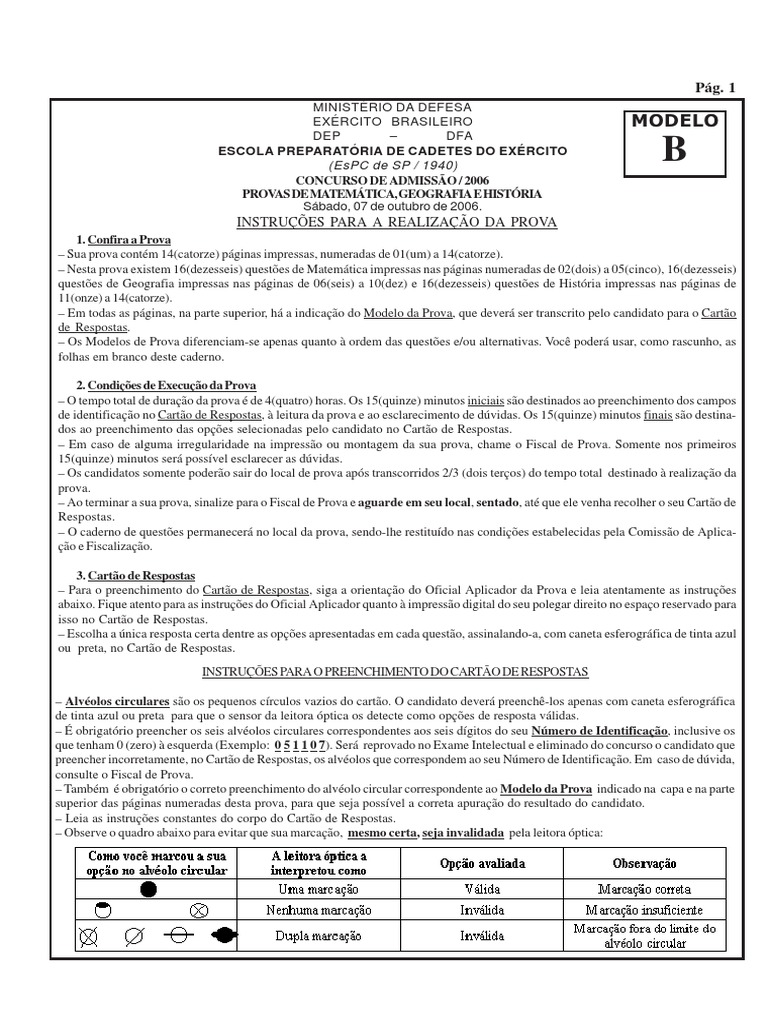 Modelo: Instruções para A Realização Da Prova | PDF | Brasil | Economia