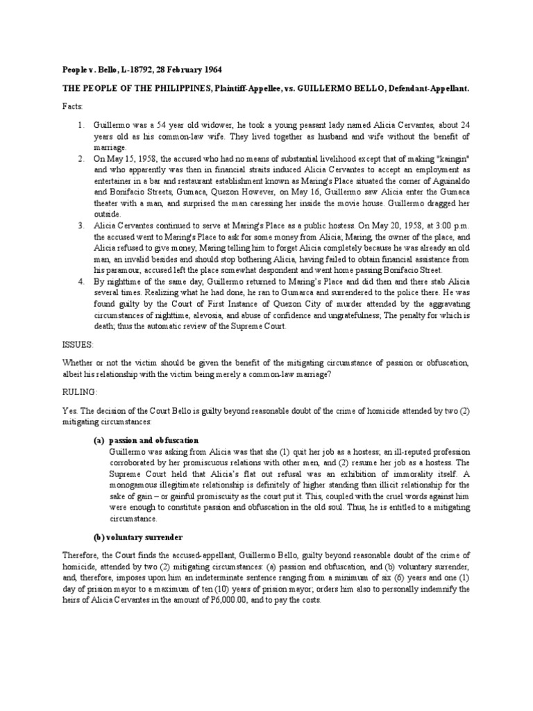 People v. Bello, L-18792, 28 February 1964 THE PEOPLE OF THE ...