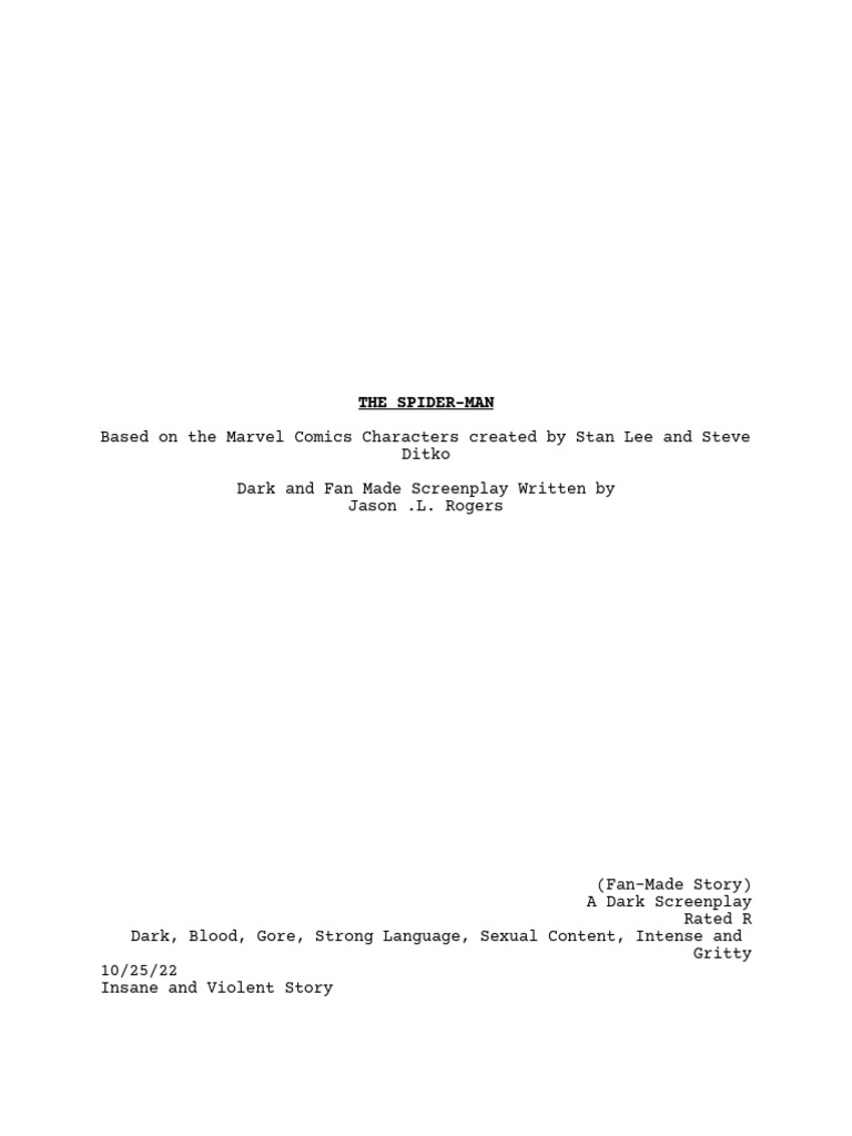 The Spider-Man (R Rated Screenplay) | PDF | Spider Man