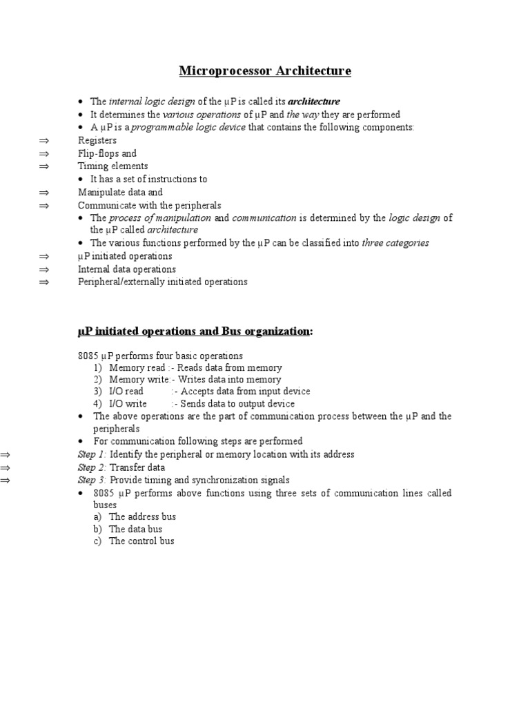 Microprocessor Architecture: P Initiated Operations and Bus ...