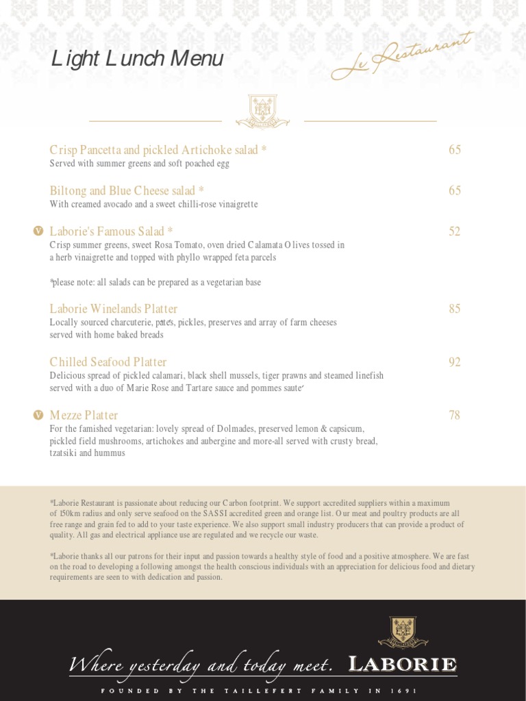 Light Lunch Menu: Crisp Pancetta and Pickled Artichoke Salad 65 | PDF ...