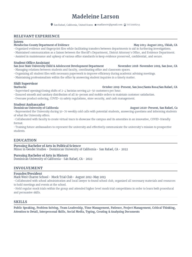 Madeleine Larson Resume | PDF | Communication | Cognition