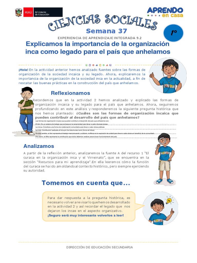 Semana 37 Exp9.2 Ebr Secundaria 1y2 Exploramosyaprendemos Actividad02 | PDF | Imperio Inca