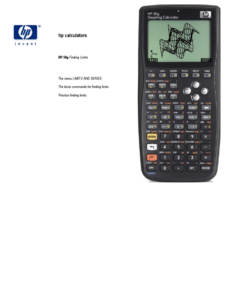 HP Calculators: HP 50g Finding Limits | PDF