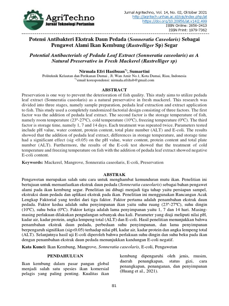 Potensi Antibakteri Ekstrak Daun Pedada (Sonneratia Caseolaris) Sebagai ...
