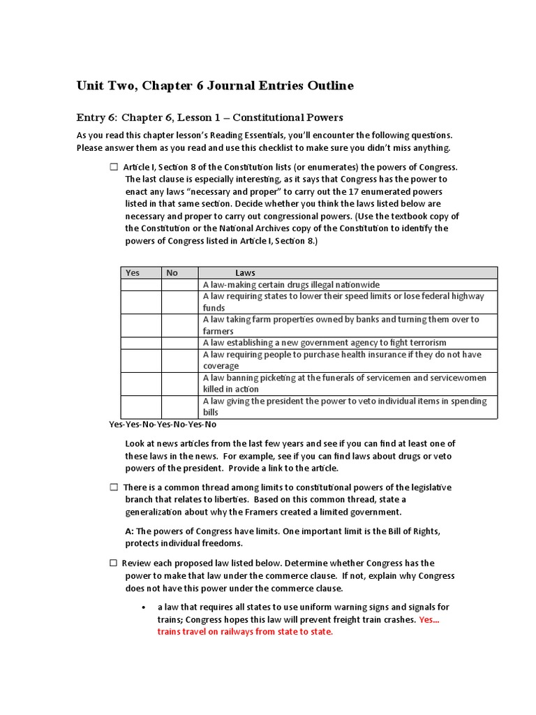 Chapter 6 Lesson 1 | PDF | Article One Of The United States ...