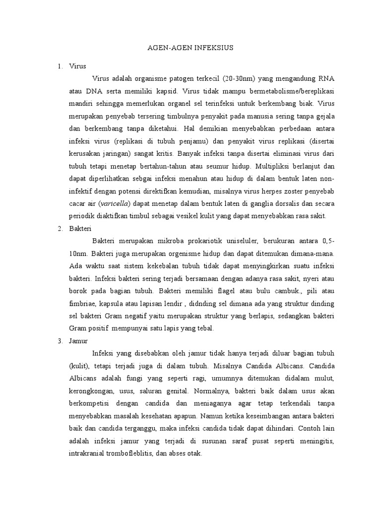 Perbedaan Proses Infeksi Berbagai Agen Infeksi | PDF