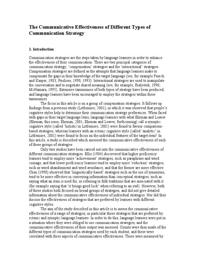 The Communicative Effectiveness of Different Types of Communication ...