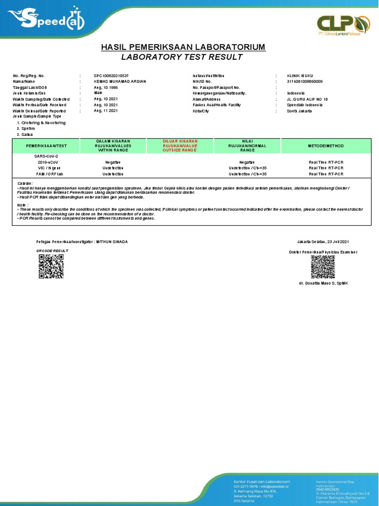 Hasil Pemeriksaan Laboratorium: Laboratory Test Result | Descargar ...