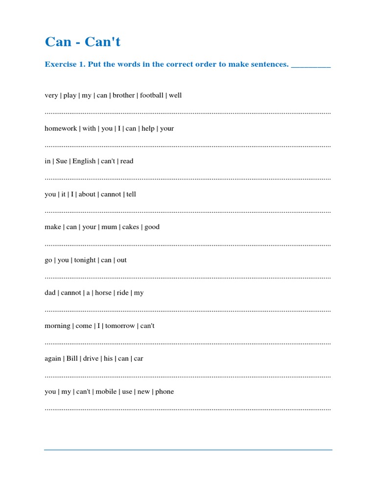 Can Cannot Exercise | PDF