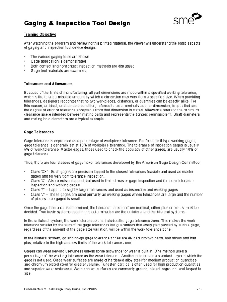 Gaging & Inspection Tool Design | PDF | Engineering Tolerance | Optics