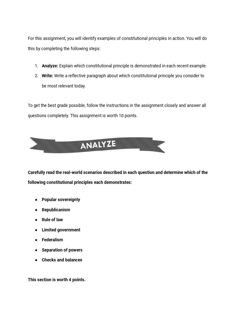Analyzing Constitutional Principles | PDF | Separation Of Powers | Veto