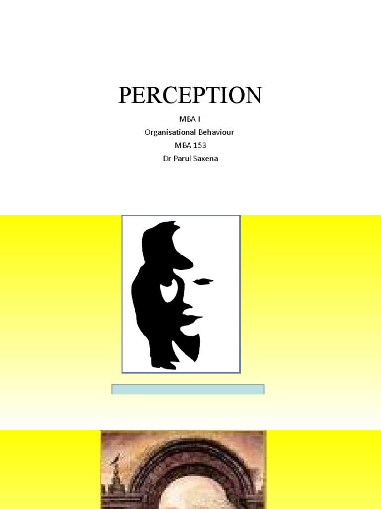 Perception: Mba I Organisational Behaviour MBA 153 DR Parul Saxena ...