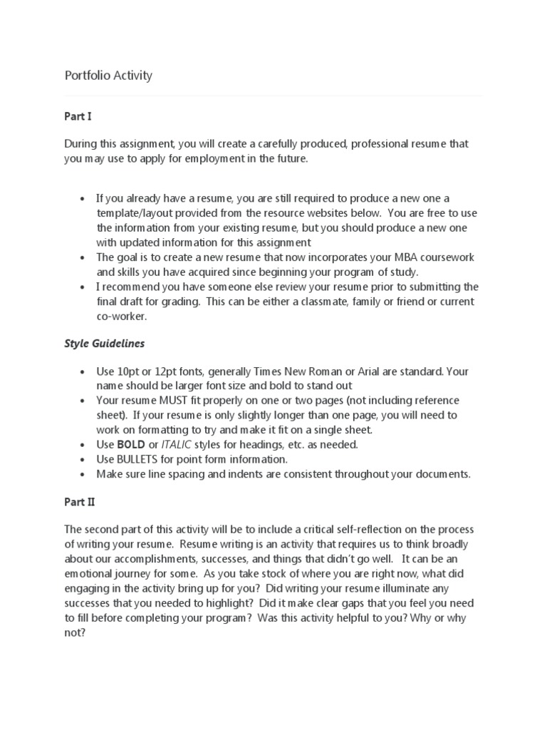 MBA Resume & Reflection Guide | PDF | Résumé | Text