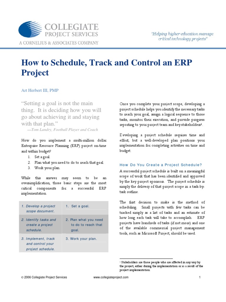 How To Schedule An ERP Project | PDF