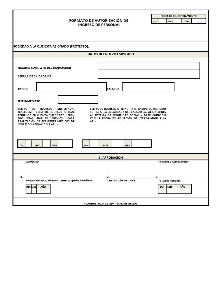 Ejemplo De Formulario De Autorización Personal