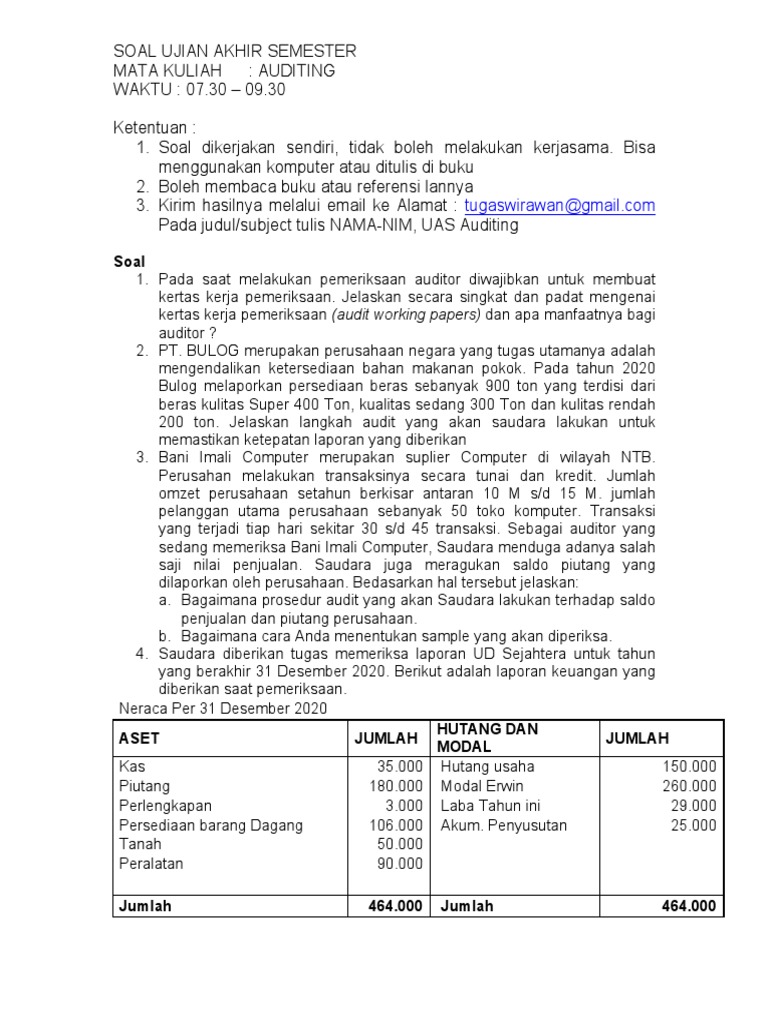 UAS Auditing D3 Pajak 2021 | PDF