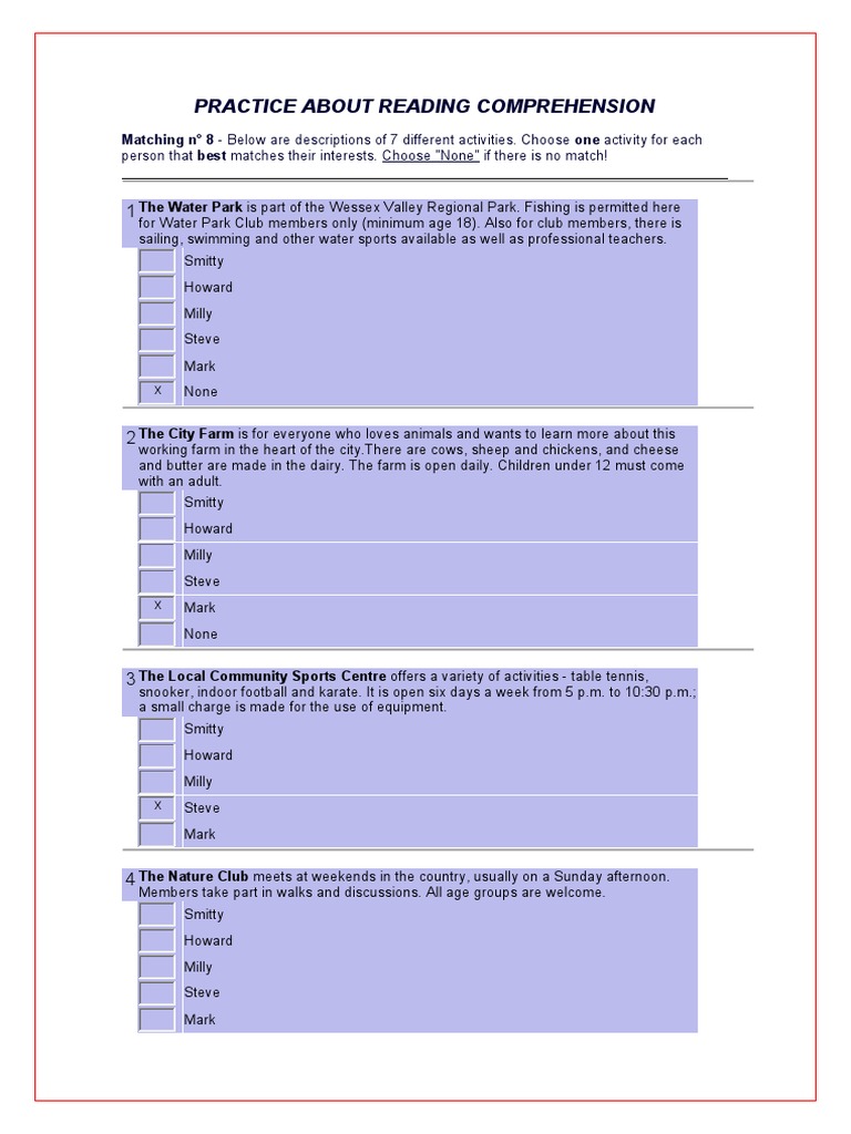 Practice About Reading Comprehension - LC | PDF