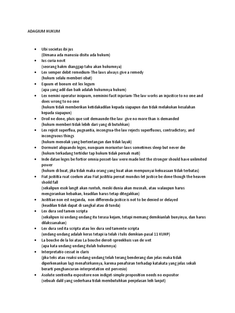 Kumpulan Adagium Hukum Terkenal | PDF
