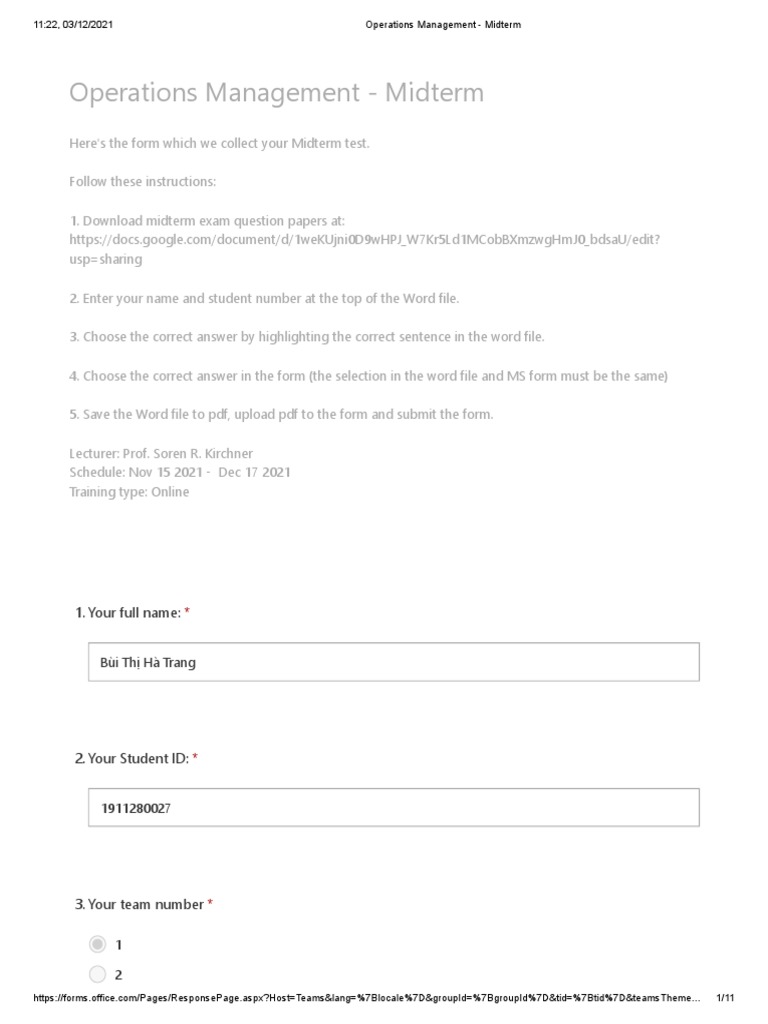 Operations Management - Midterm | PDF