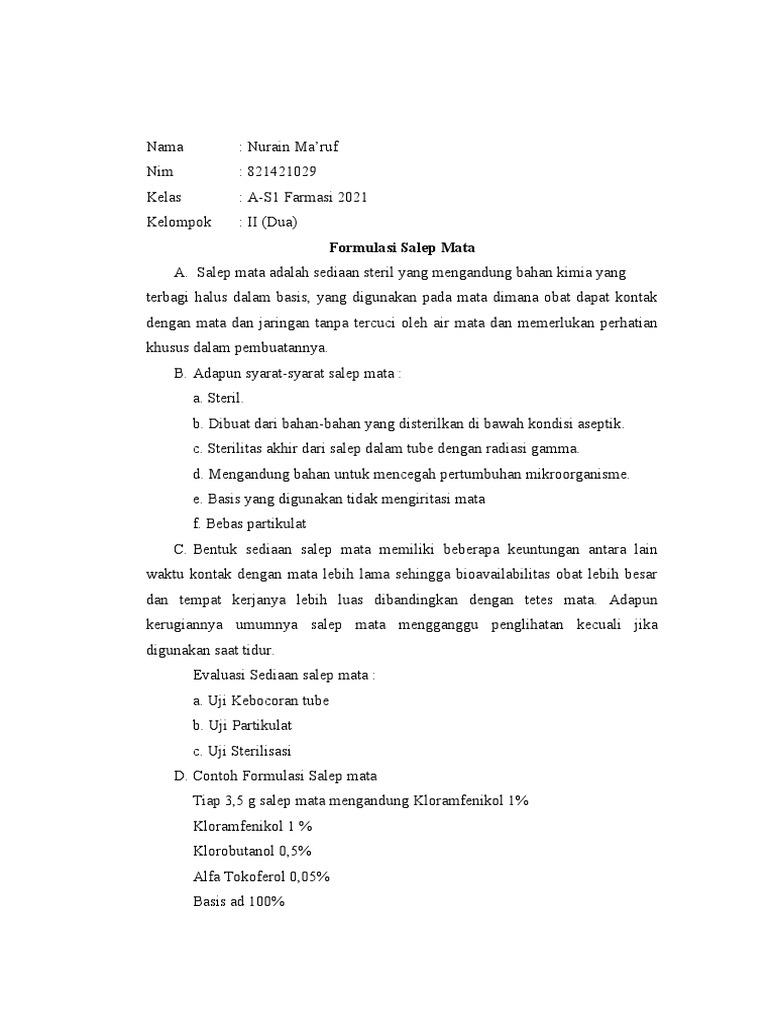 Formulasi Salep Mata | PDF