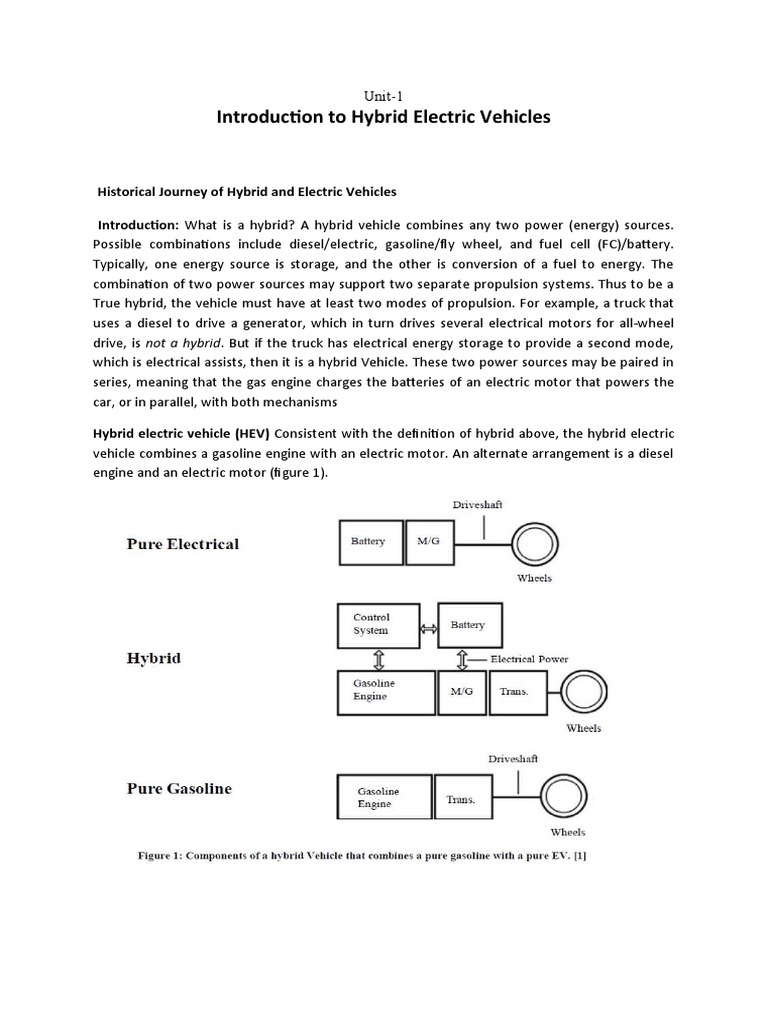 EHVT Unit 1 | PDF | Hybrid Electric Vehicle | Electric Vehicle