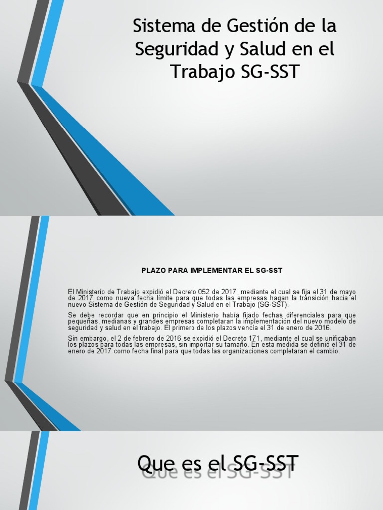 Presentacion SG-SST | PDF | Seguridad y salud ocupacional | Economias