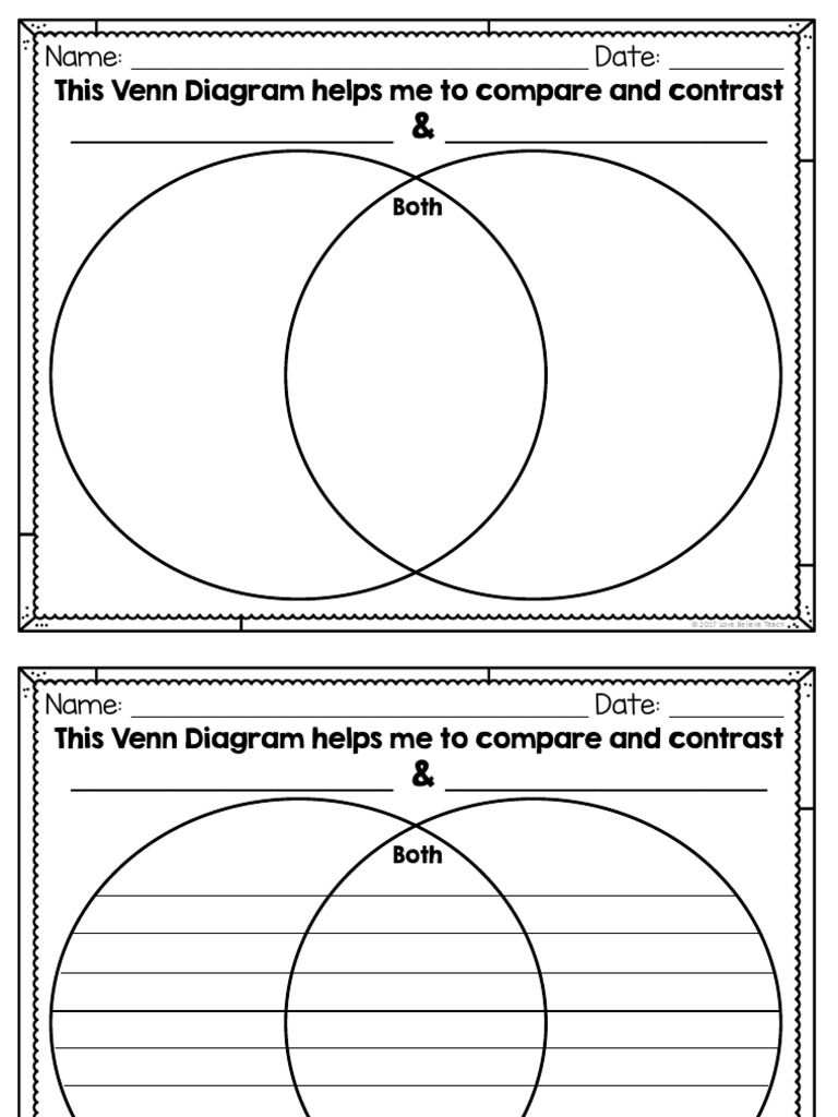 Name: - Date: - This Venn Diagram Helps Me To Compare and Contrast ...