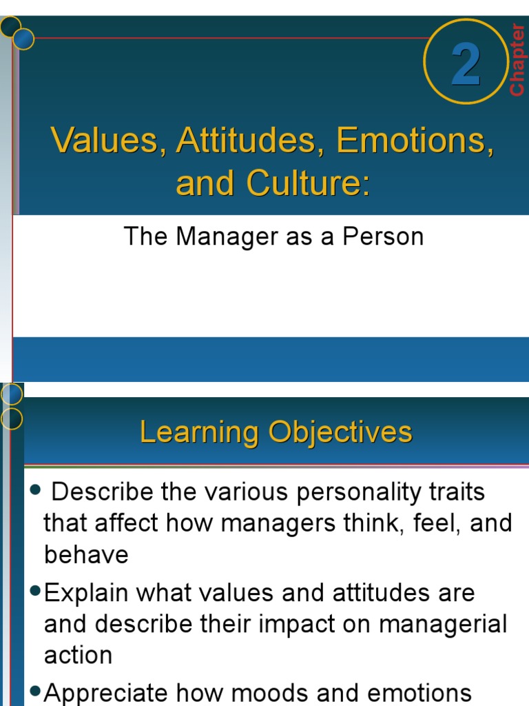 Chap 03 Values Attitudes Emotions and Culture The Manager As Person ...