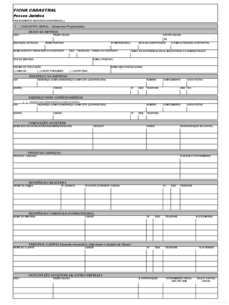Ficha Cadastral .PJ | PDF | Economias