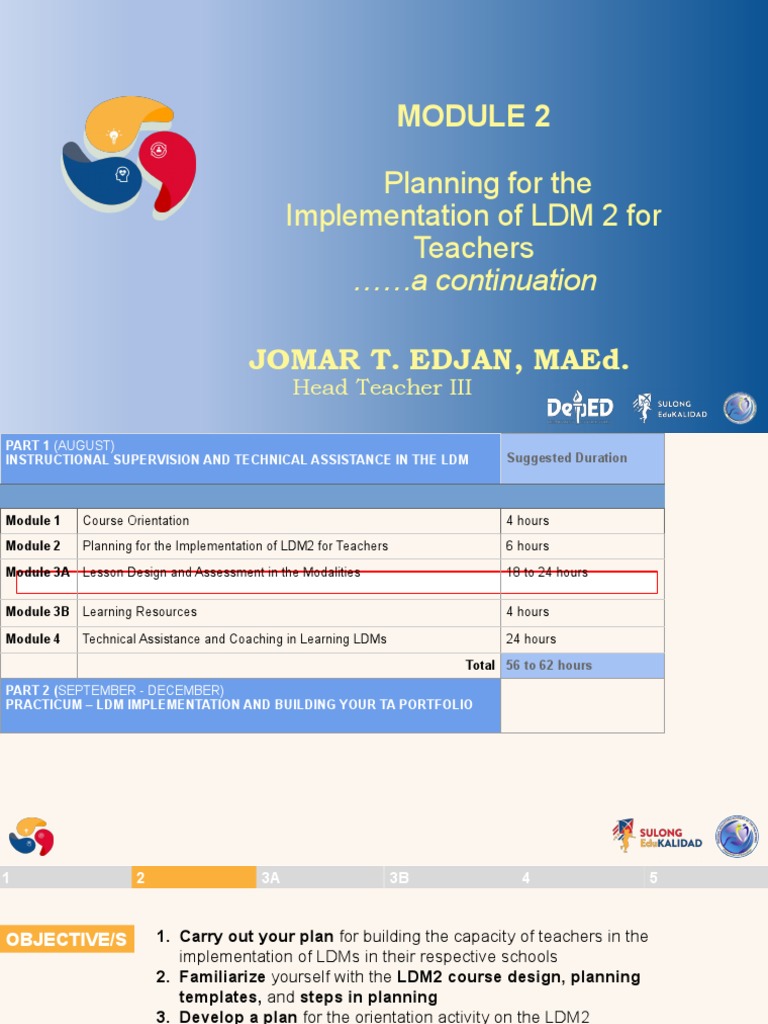 Planning For The Implementation of LDM 2 For Teachers: Jomar T. Edjan ...