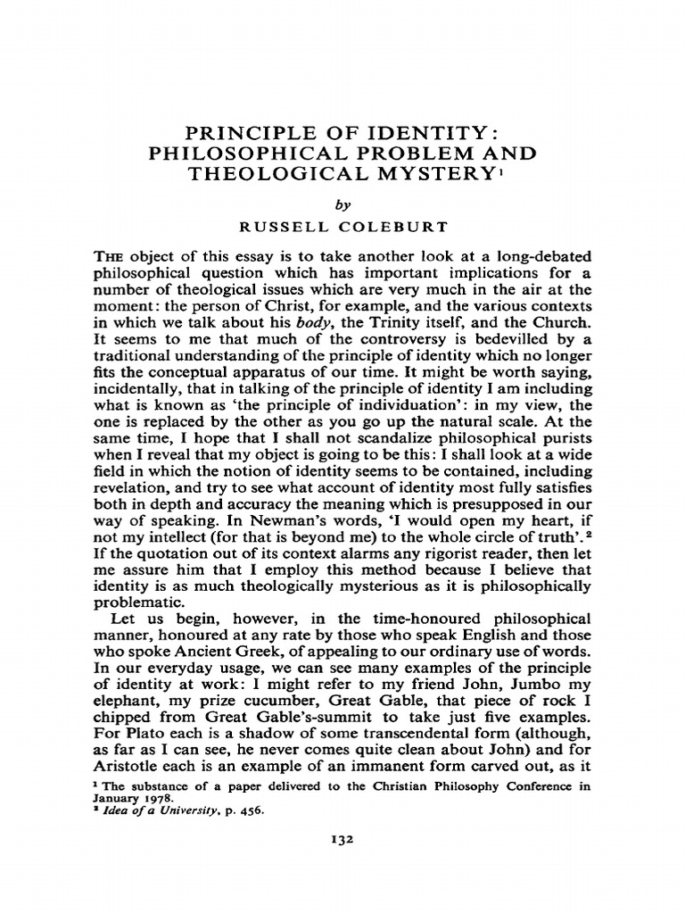 Principle of Identity | PDF | Trinity | Eucharist