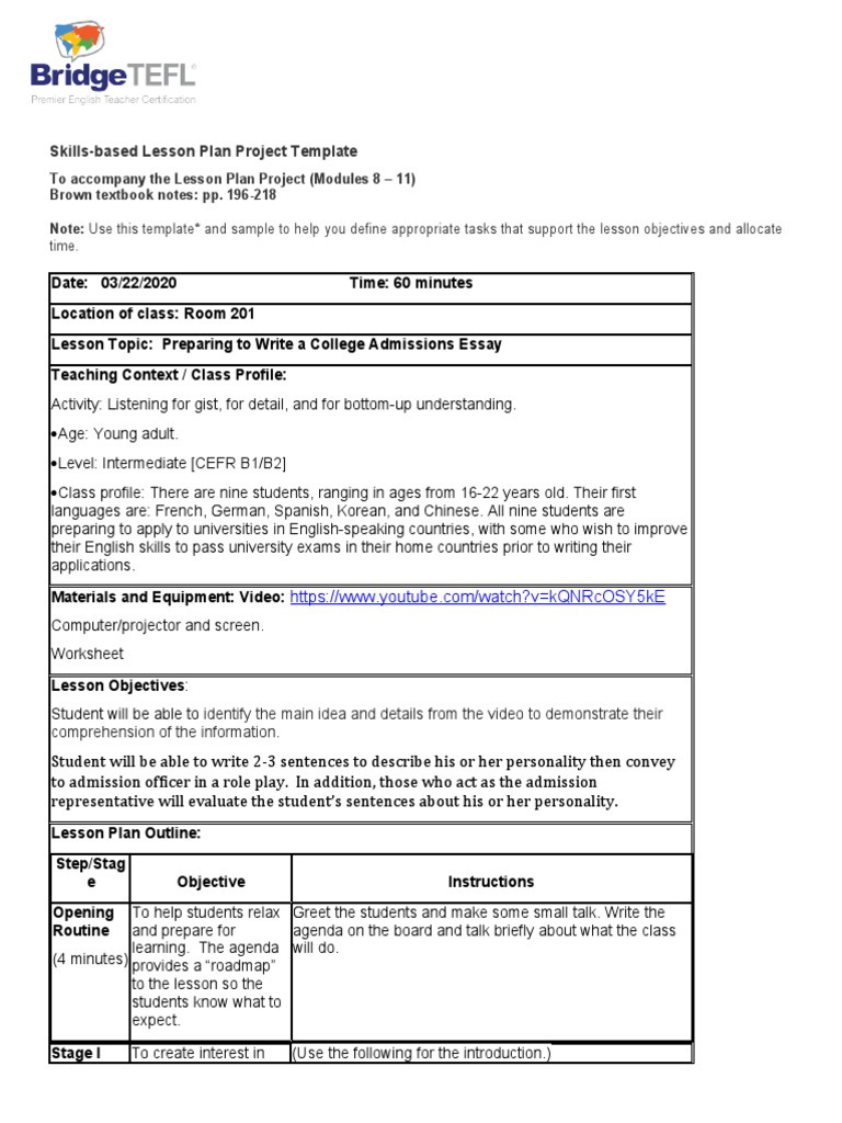 Idelt Online Sample Lesson Plan Phase 1 Lesson Plan 2 | PDF | Cognition ...
