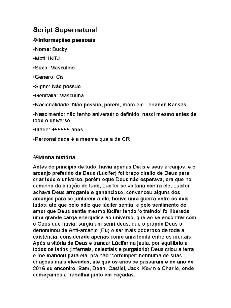 Supernatural Script Bucky | PDF