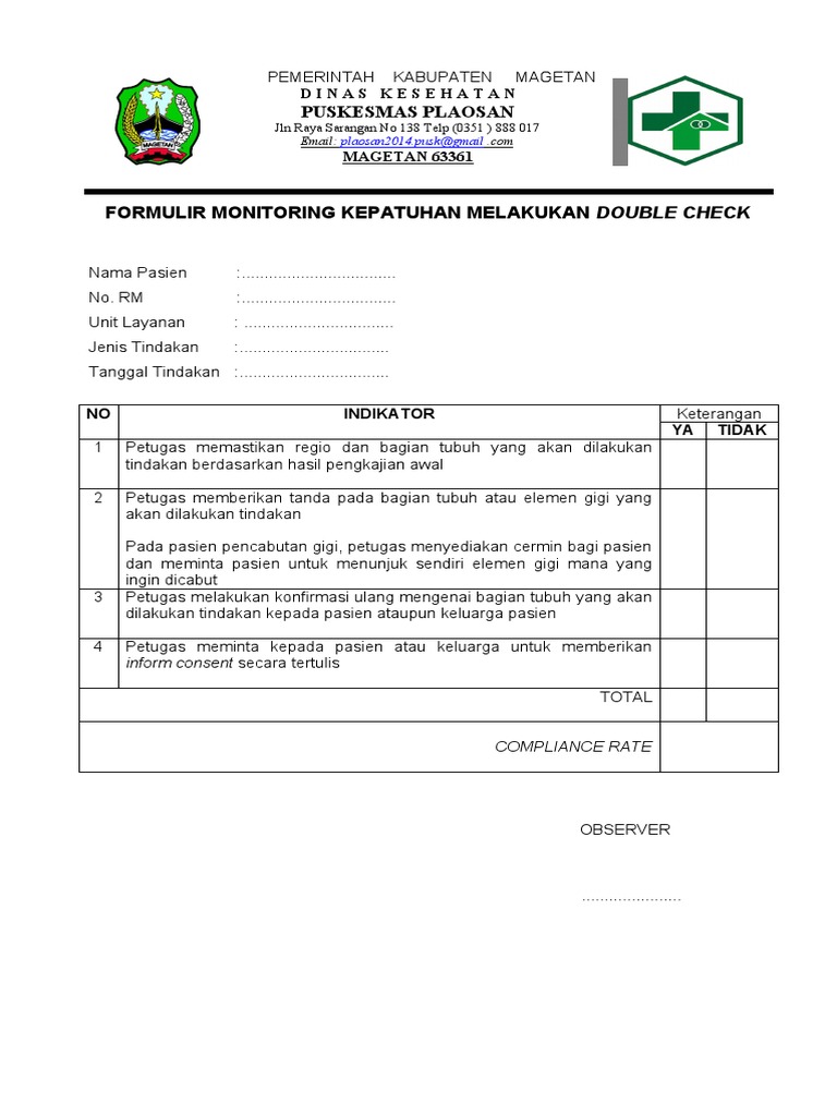 Checklist Double Check | PDF