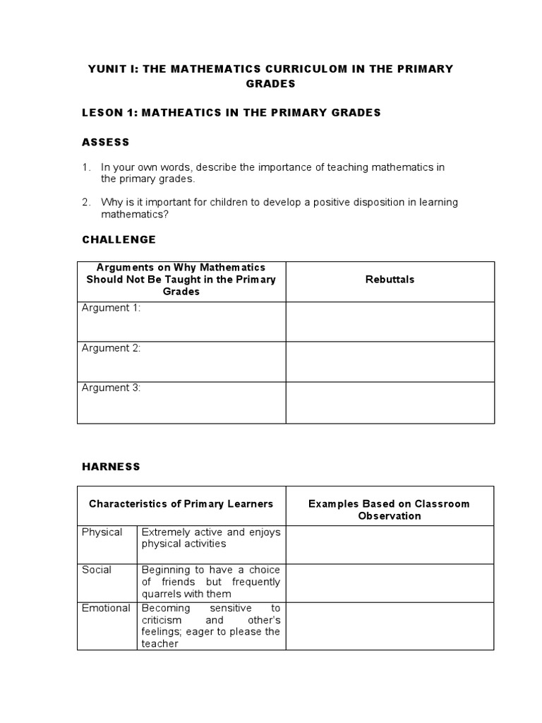 Primary Grades Math Curriculum Guide | PDF | Constructivism (Philosophy ...