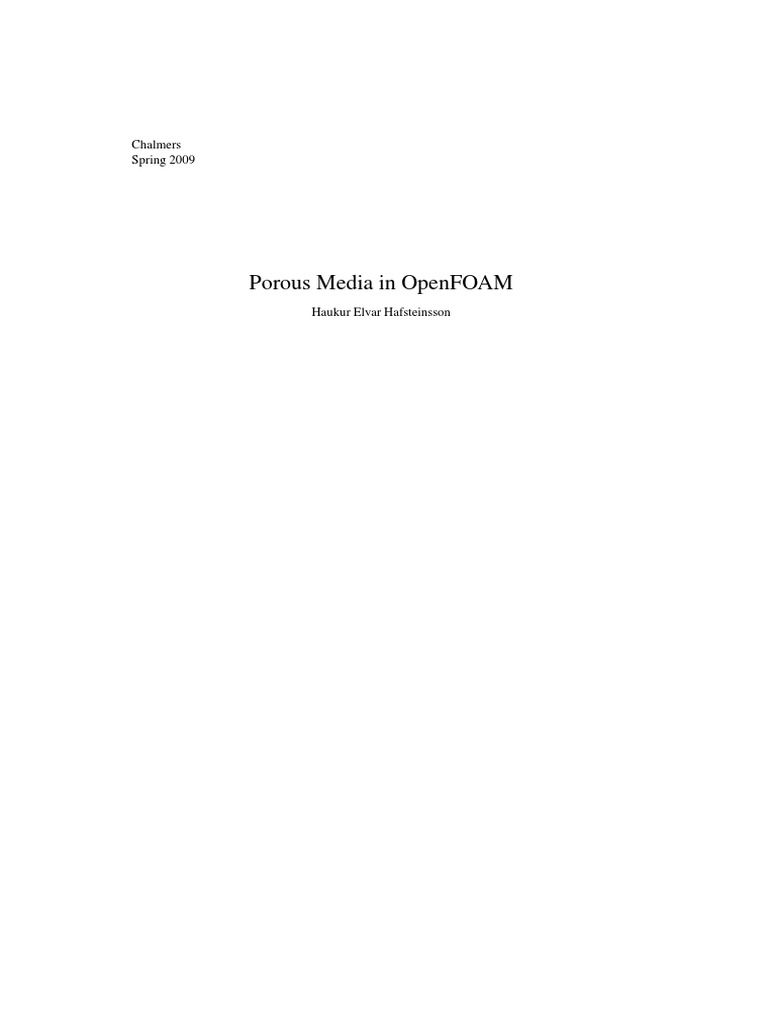 Porous Media in Openfoam: Chalmers Spring 2009 | PDF | Cartesian ...