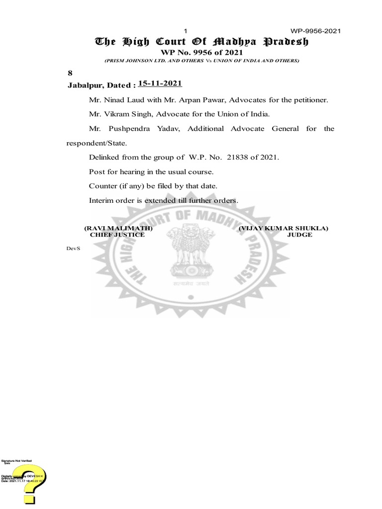 WP 9956 2021 Order 15-Nov-2021 Digi | PDF