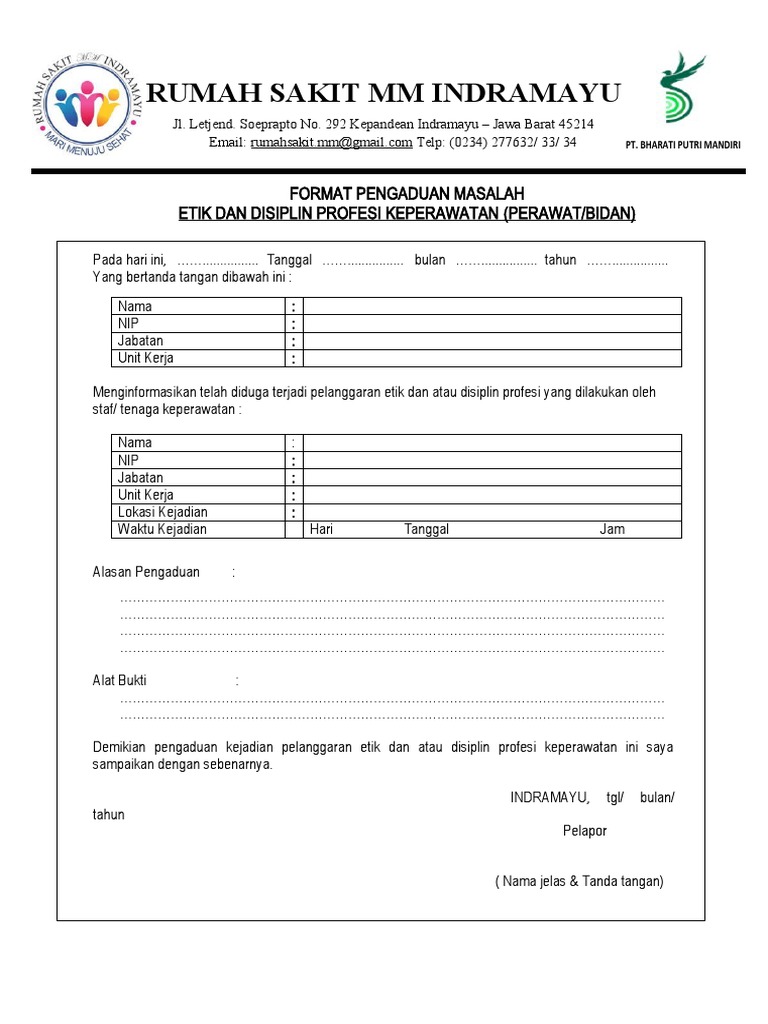 Format Pengaduan Masalah | PDF