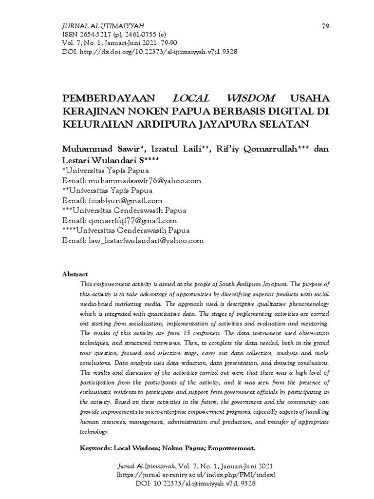 Pemberdayaan Usaha Kerajinan Noken Papua Berbasis Digital Di Kelurahan ...