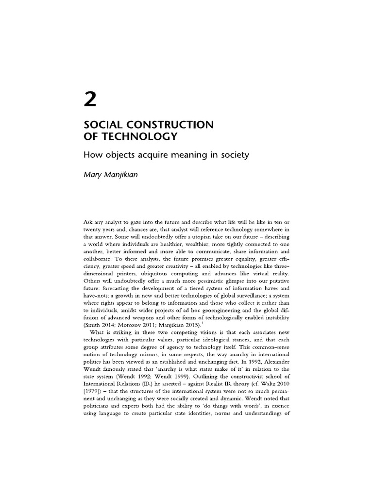 Manjikian M (2018) Social Construction of Technology | PDF