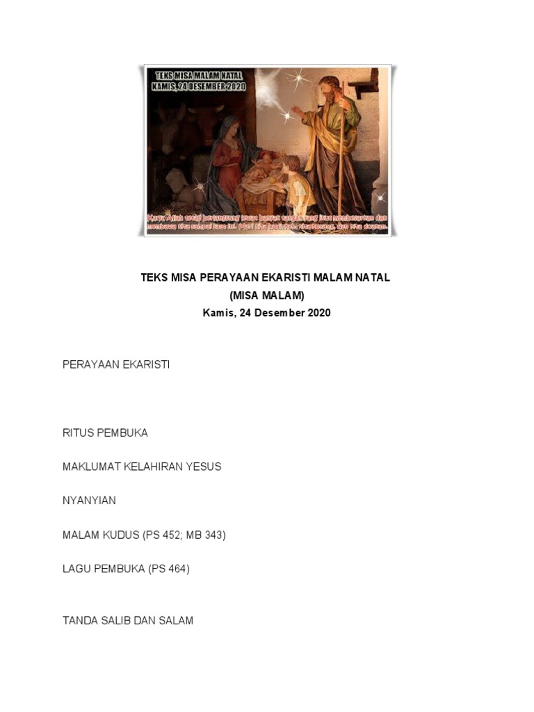 Teks Misa Perayaan Ekaristi Malam Natal | PDF