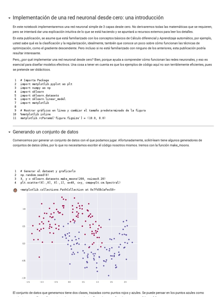 Red Neuronal Desde Cero - Ipynb - Colaboratory | PDF | Red neuronal ...