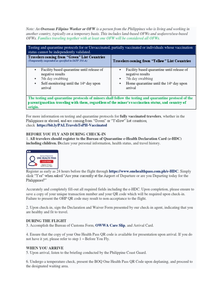 Arrival Guide For OFWs | PDF | Health Sciences