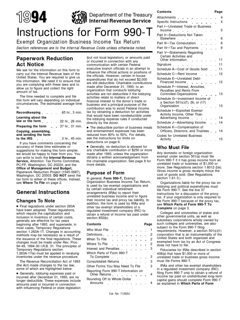 Instructions For Form 990-T: Internal Revenue Service | PDF | 501(C ...